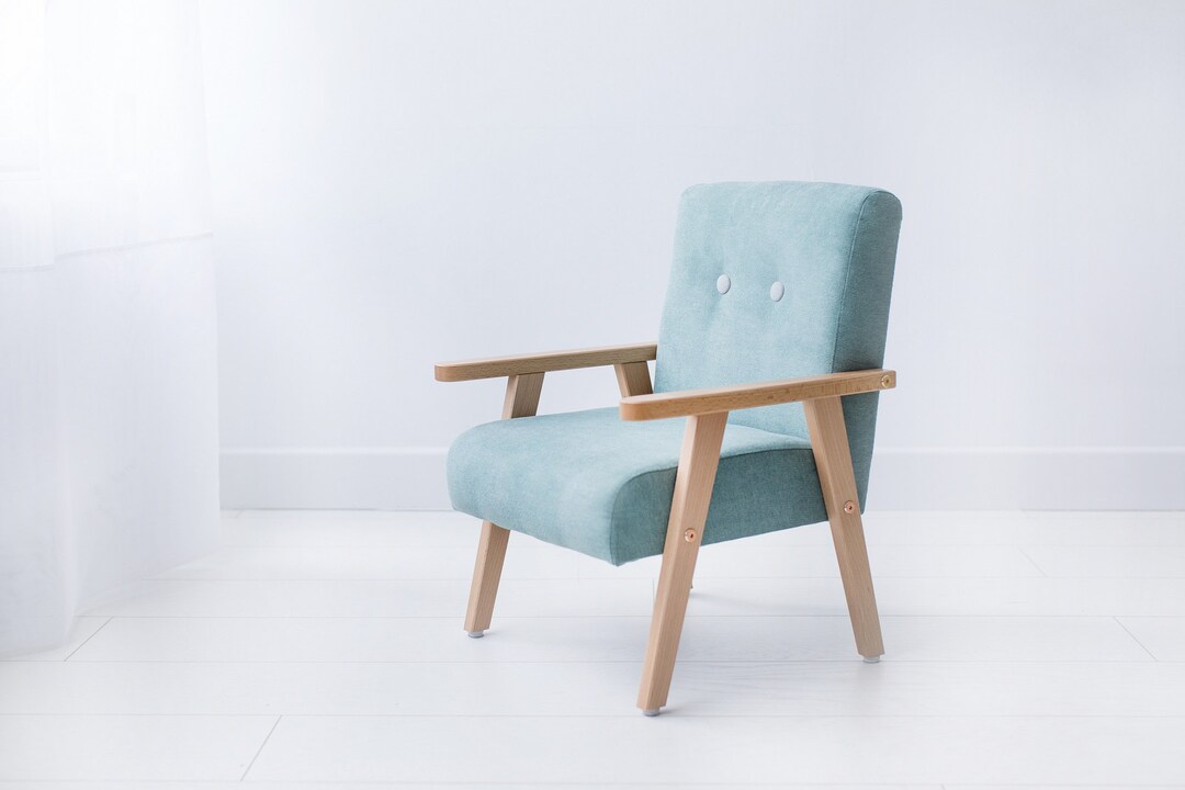 Small Modern Mint Armchair for Childrens Room, Mint, Mid Century Modern ...