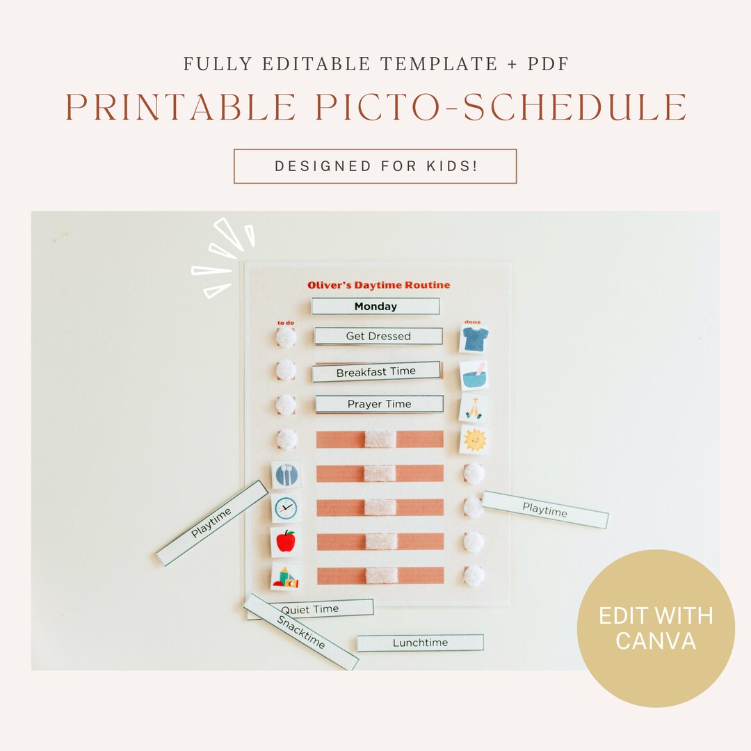 Editable Picto-schedule for Toddlers, Customizable Daily Routine Canva ...