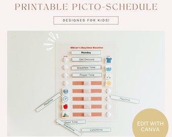 Visual Schedule for Kids Time & Weather | Daily Routine and Chore Chart ...