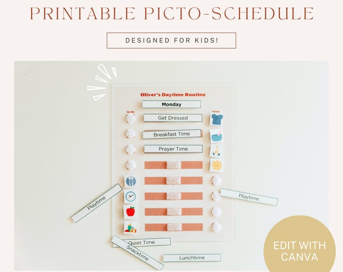 Visual Schedule for Kids Time & Weather | Daily Routine and Chore Chart ...