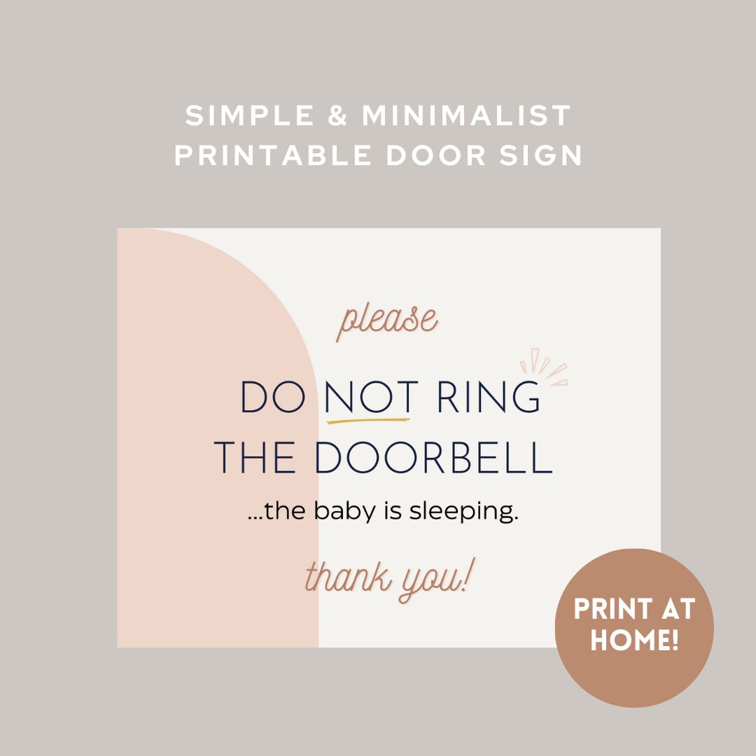 Baby Sleeping Door Sign Minimalist Do Not Ring Doorbell Sign for ...