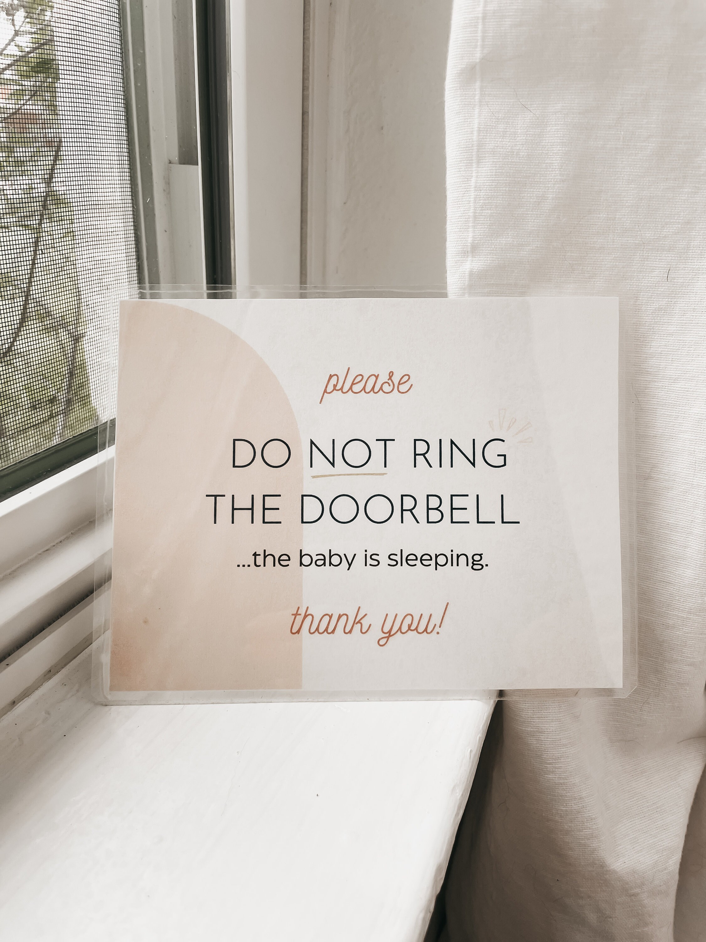 Baby Sleeping Door Sign Minimalist Do Not Ring Doorbell Sign for ...
