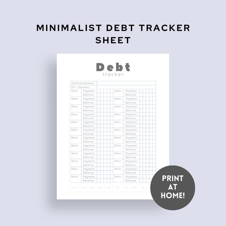 Minimalist Simple Debt Repayment Tracker Sheet Financial Literacy ...