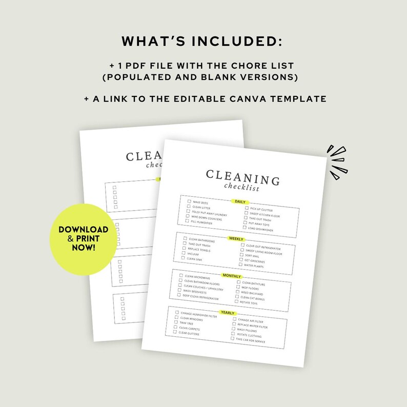 Daily, Weekly, Monthly & Yearly Chore List: Simple, Modern Minimalist ...
