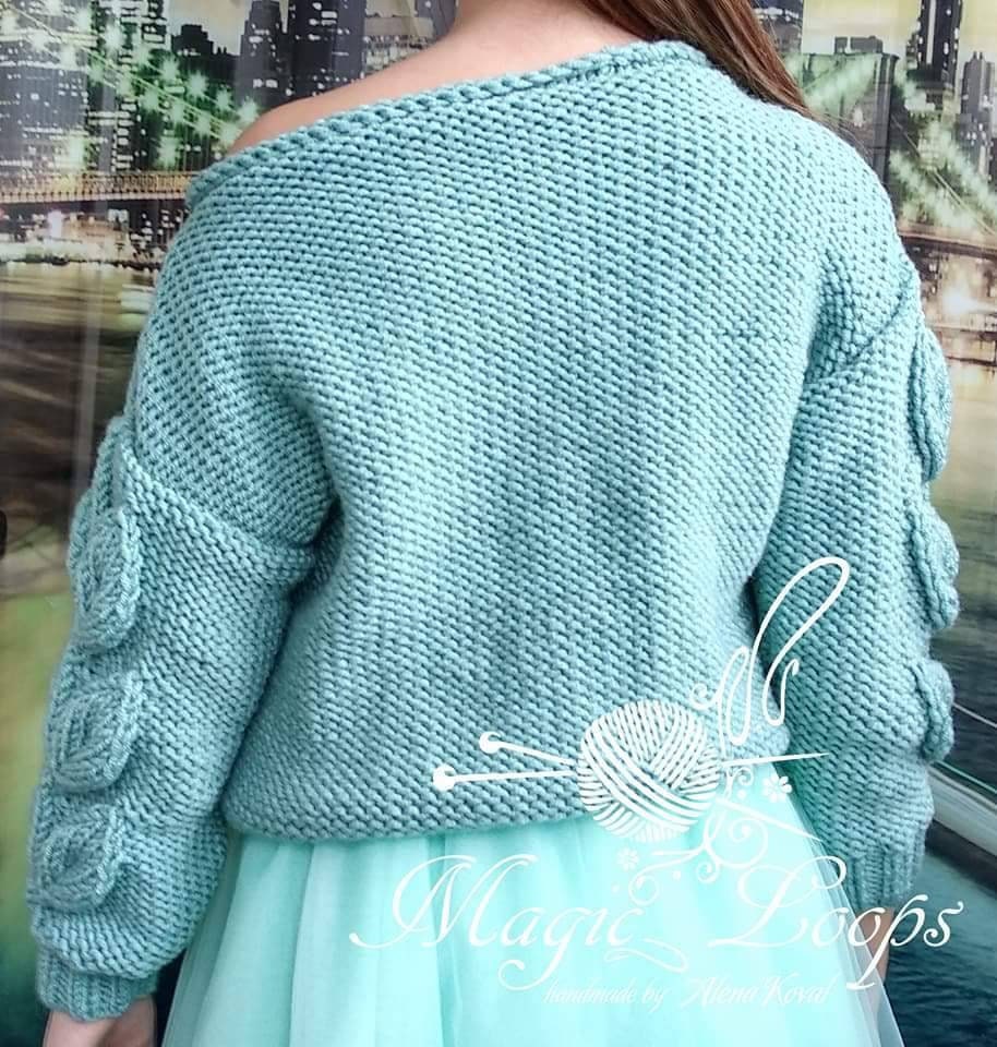 Sweater leaflets of Gentle Mint Color From Woolen Cloth Shortened ...
