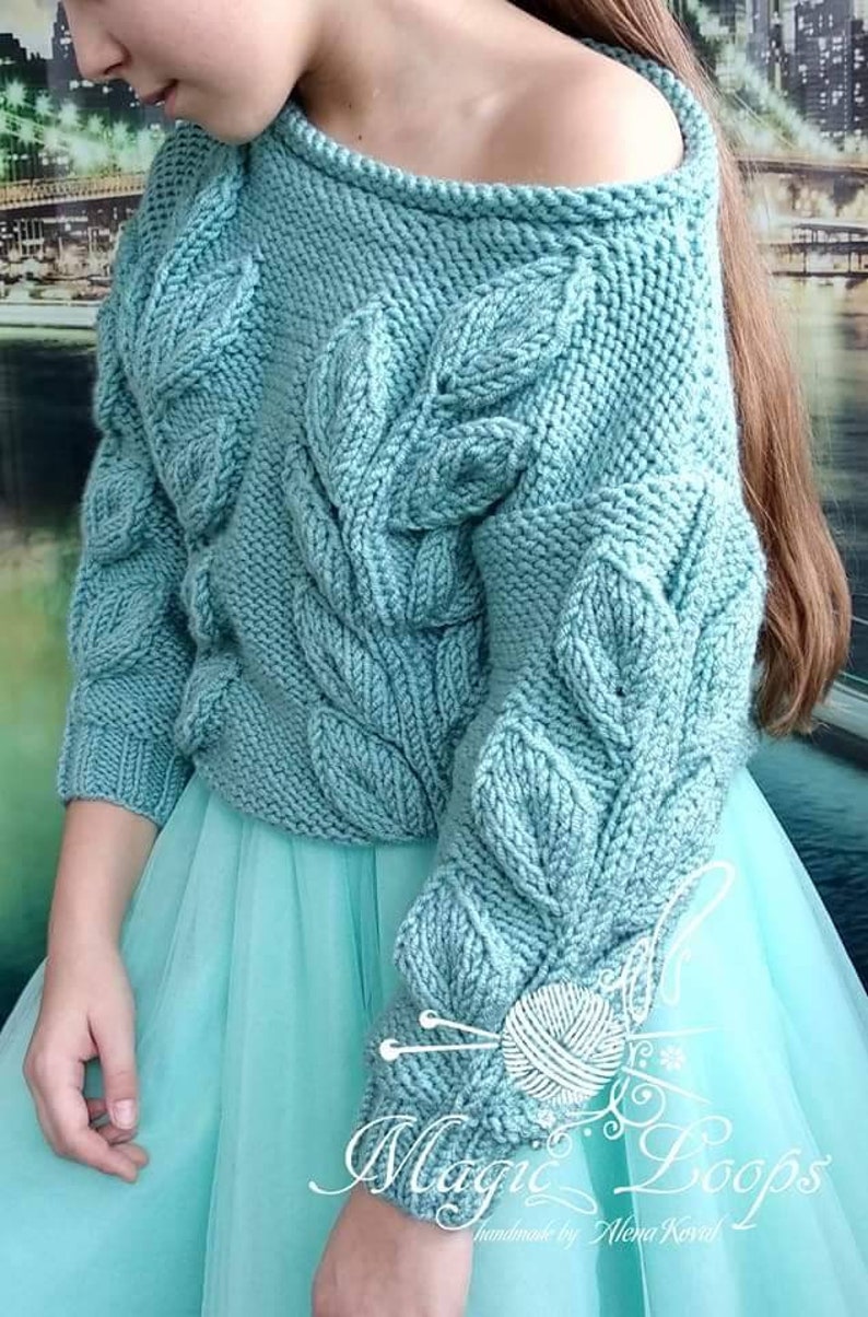 Sweater leaflets of Gentle Mint Color From Woolen - Etsy
