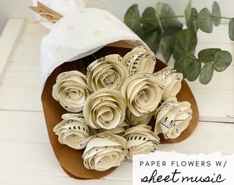 Sheet Music Roses, Handmade Paper Flowers - Etsy