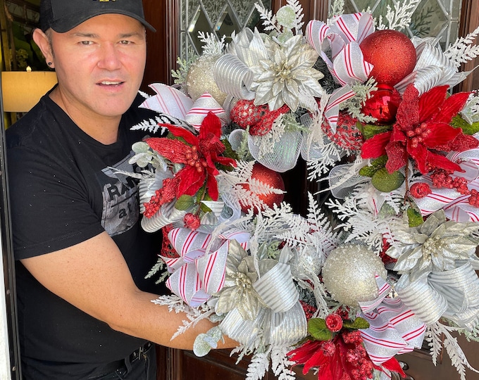 Xl Christmas Wreath Farmhouse Wreath Rustic Wreath Christmas Swag