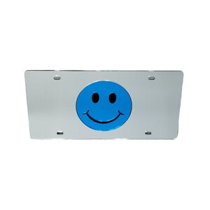 License Plate Smiley Face Mirrored Acrylic Car Tag - Etsy