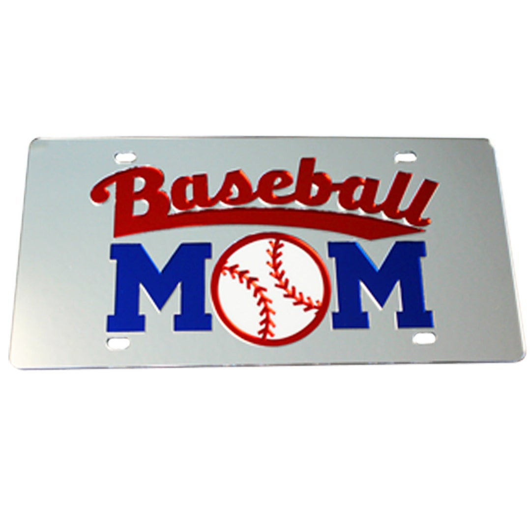 License Plate Baseball Mom Mirrored Acrylic Car Tag - Etsy