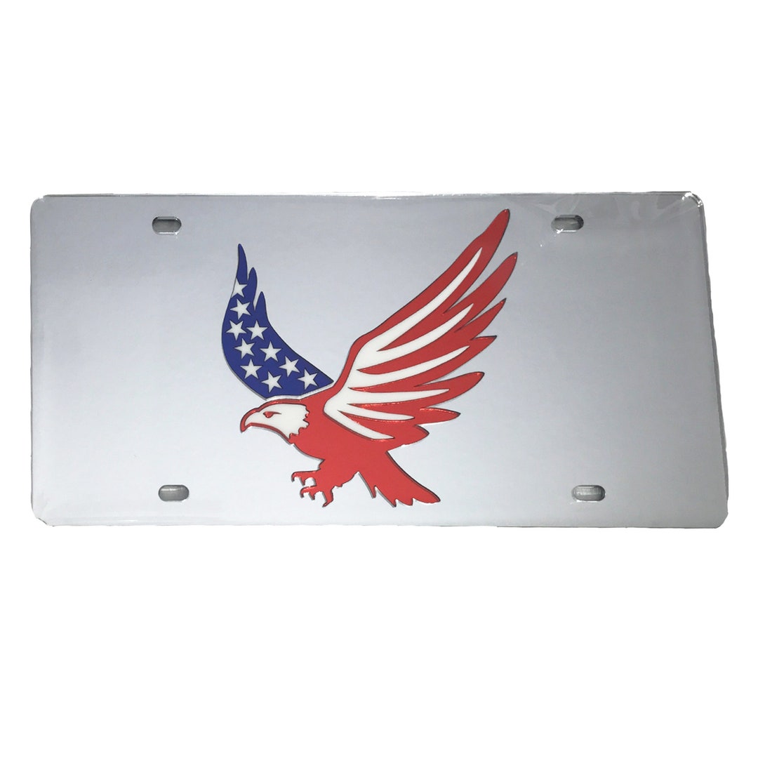 License Plate American Eagle Mirrored Acrylic Car Tag - Etsy Polska