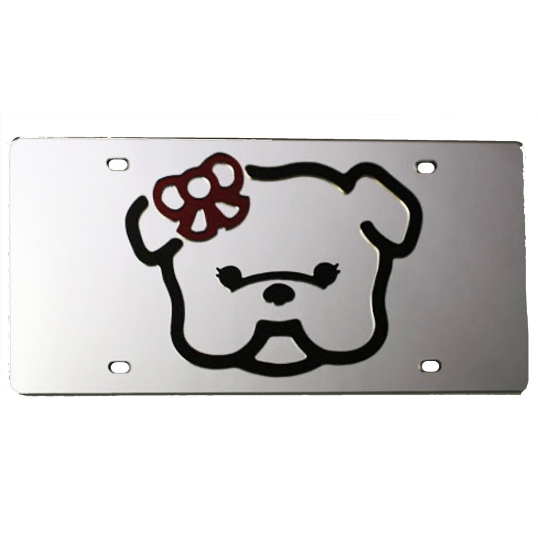 License Plate Dark Red Bulldog Puppy Acrylic Mirrored Car Tag - Etsy
