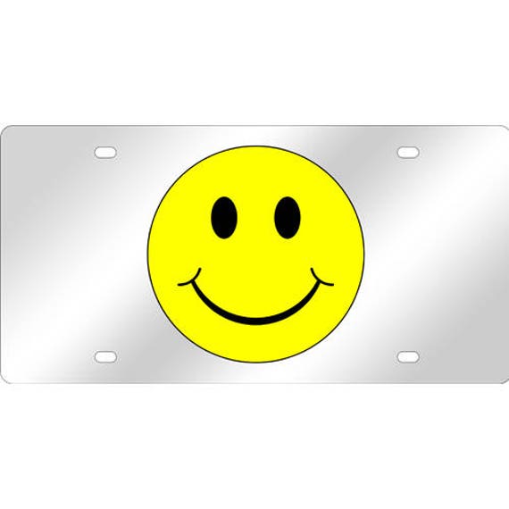 License Plate Smiley Face Mirrored Acrylic Car Tag | Etsy