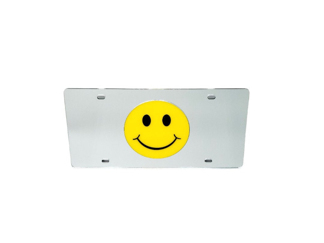 License Plate Smiley Face Mirrored Acrylic Car Tag - Etsy