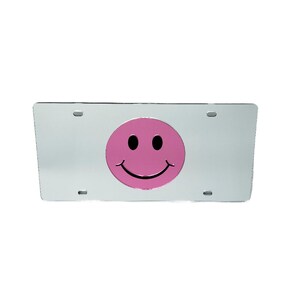 License Plate Smiley Face Mirrored Acrylic Car Tag - Etsy