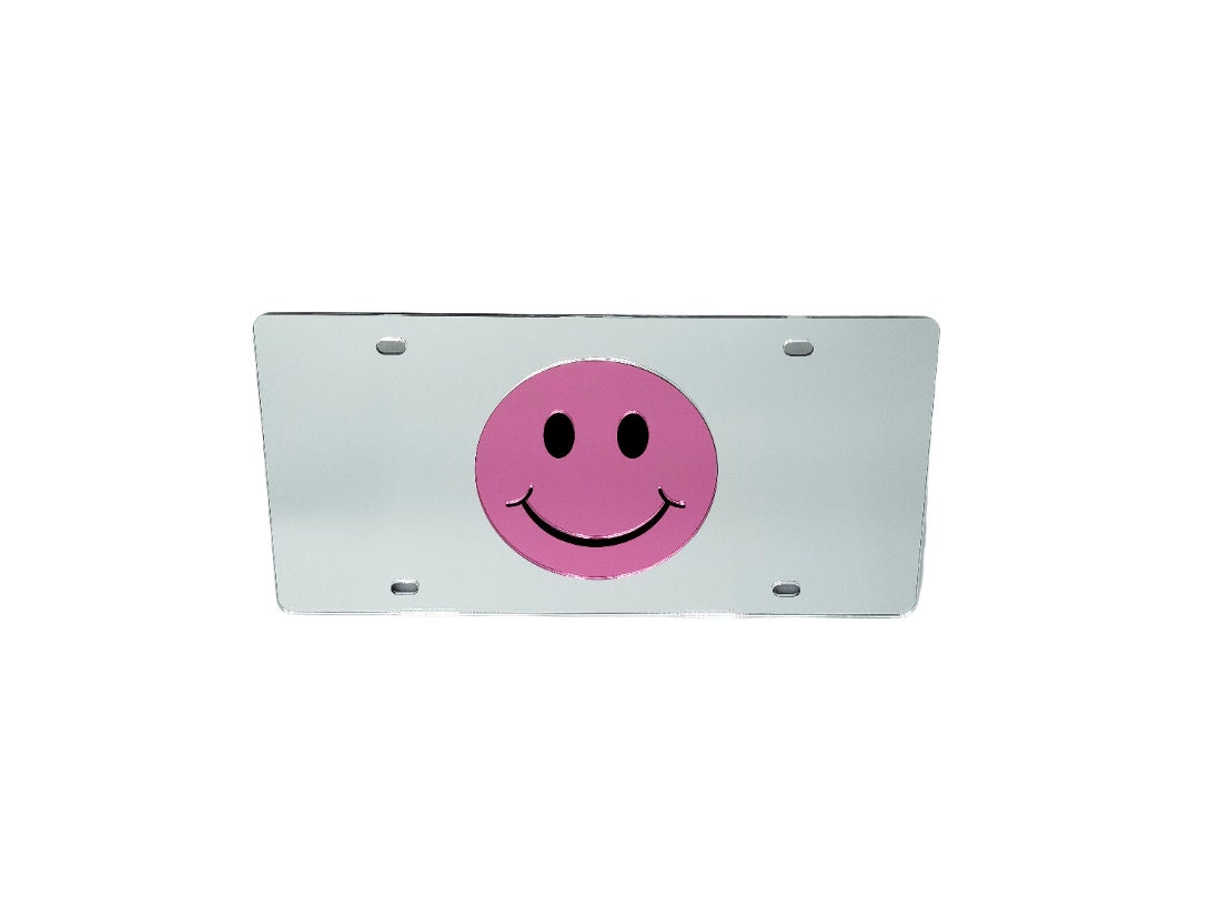 License Plate Smiley Face Mirrored Acrylic Car Tag - Etsy
