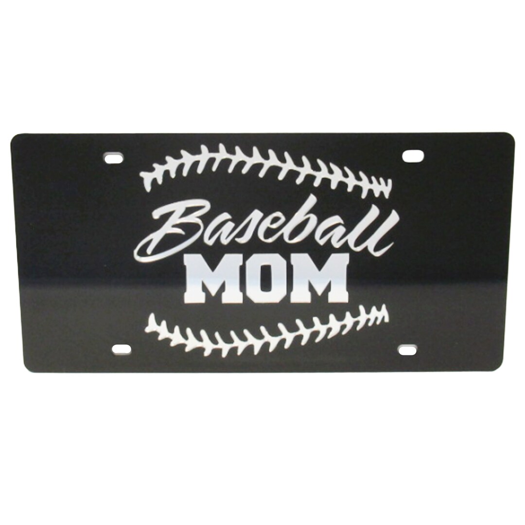 License Plate Baseball Mom Lace Mirrored Acrylic Car Tag - Etsy