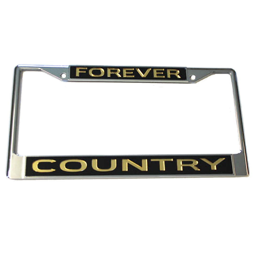 License Plate Frame Forever Country Chrome W Mirrored Inlaid Acrylic ...