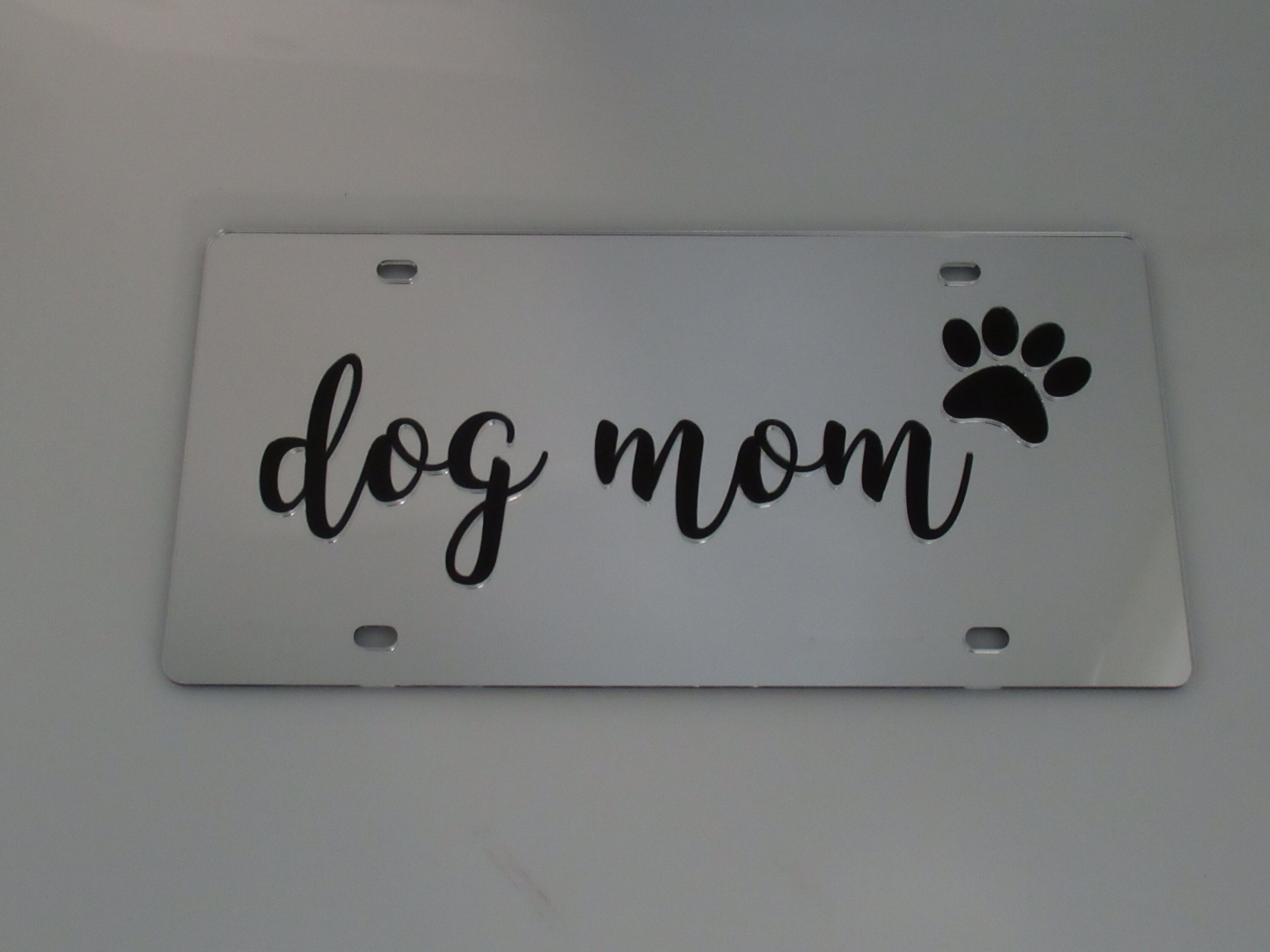 License Plate Dog Mom Acrylic Mirrored Car Tag | Etsy