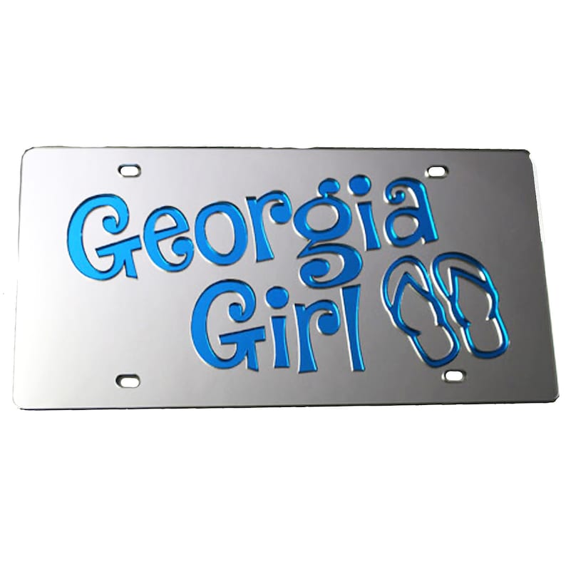 License Plate Georgia Girl Flip Flops Mirrored Acrylic Car Tag - Etsy