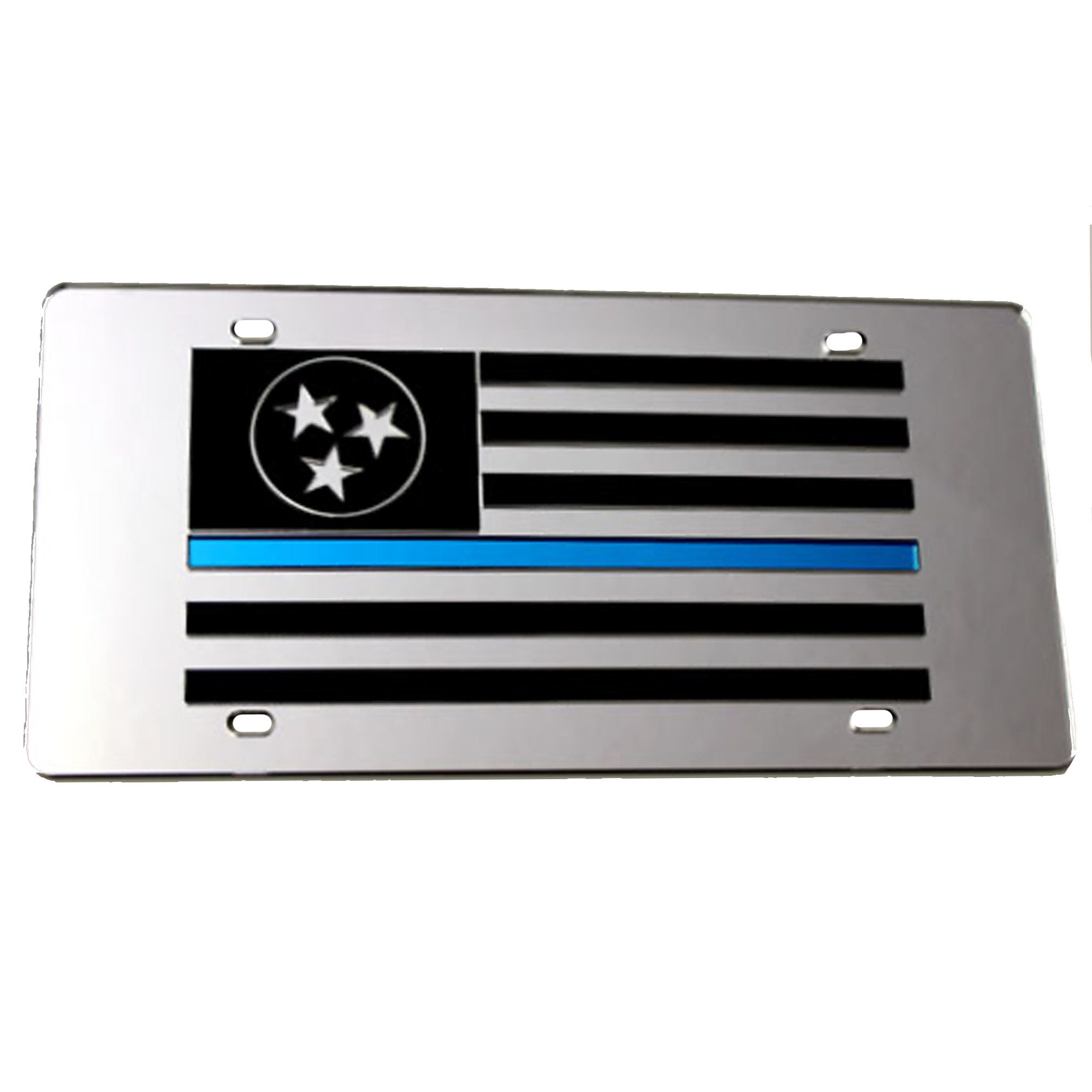 License Plate Thin Blue Line Flag Tri Star Acrylic Mirrored | Etsy