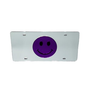 License Plate Smiley Face Mirrored Acrylic Car Tag - Etsy