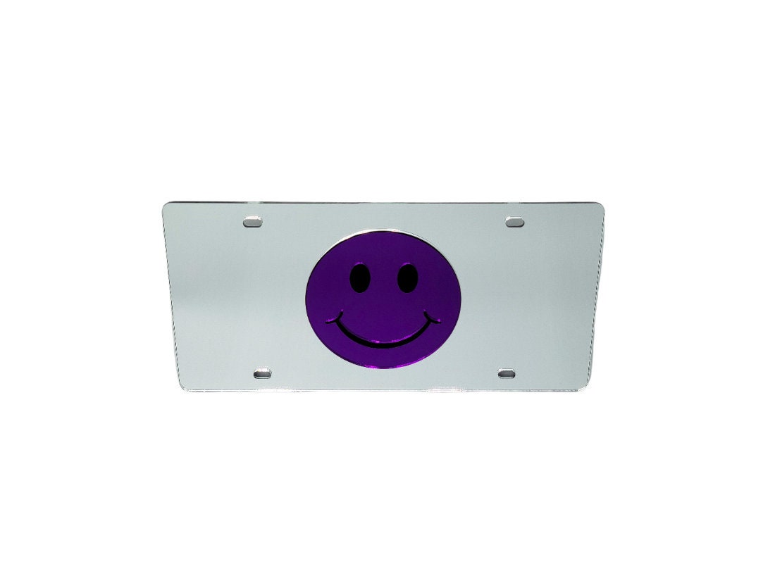 License Plate Smiley Face Mirrored Acrylic Car Tag - Etsy
