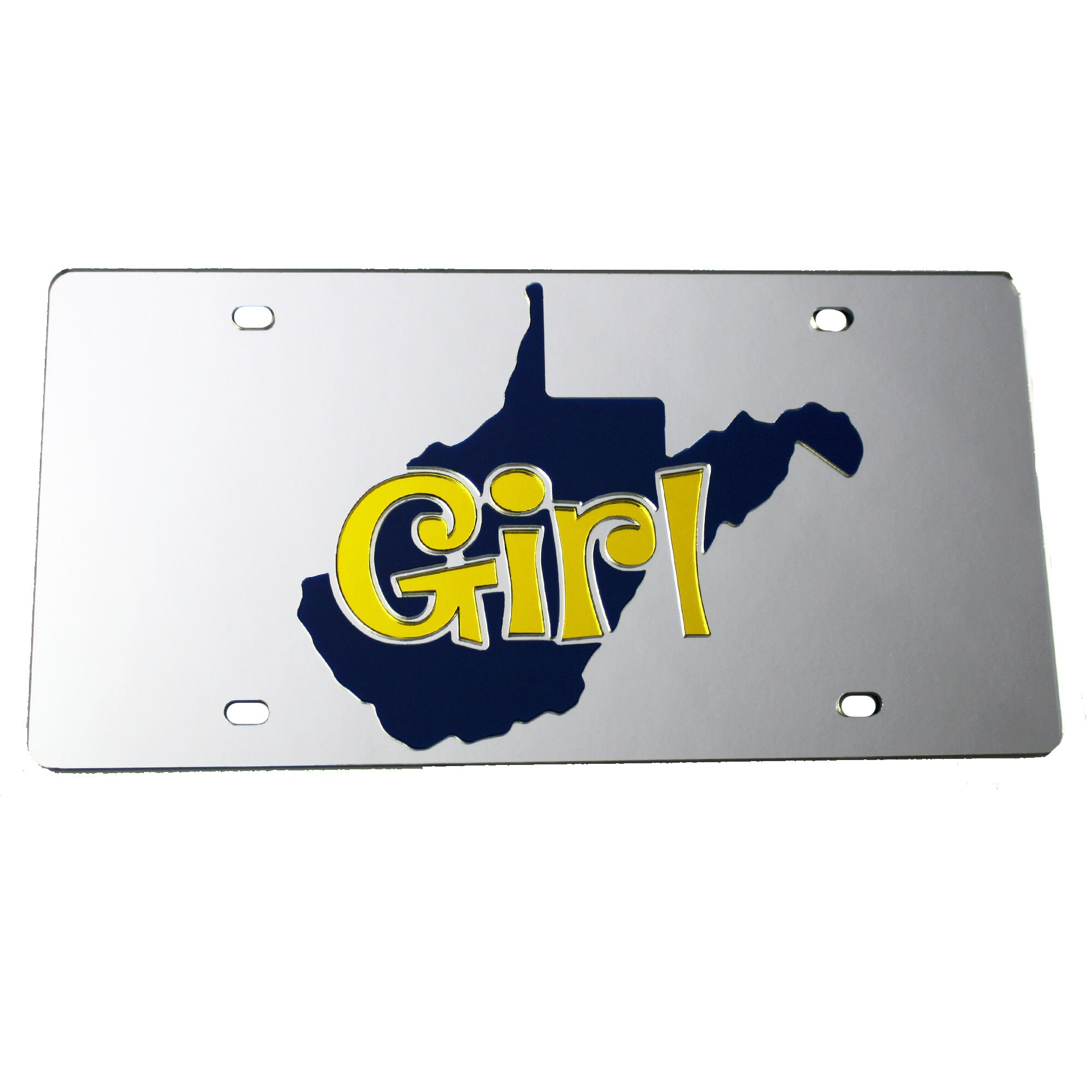 License Plate West Virginia Girl Mirrored Acrylic Car Tag | Etsy