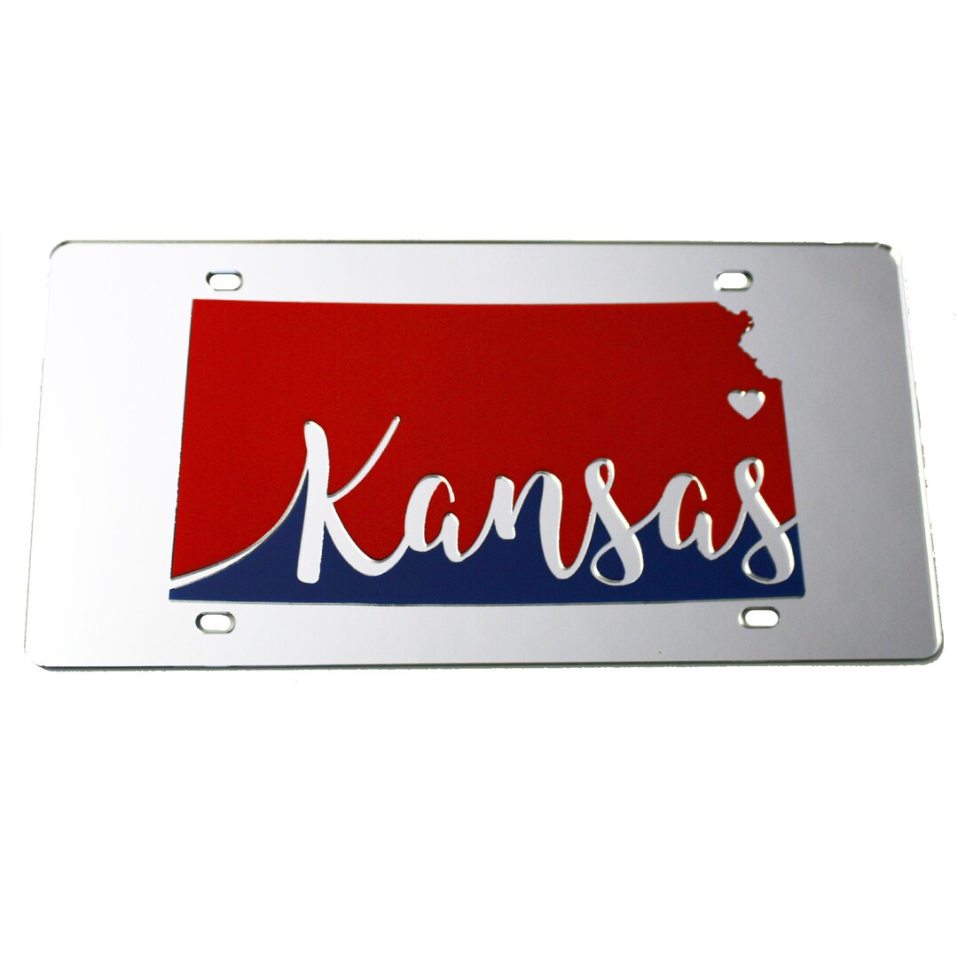 License Plate Kansas State Mirrored Acrylic Car Tag. Available in Other ...
