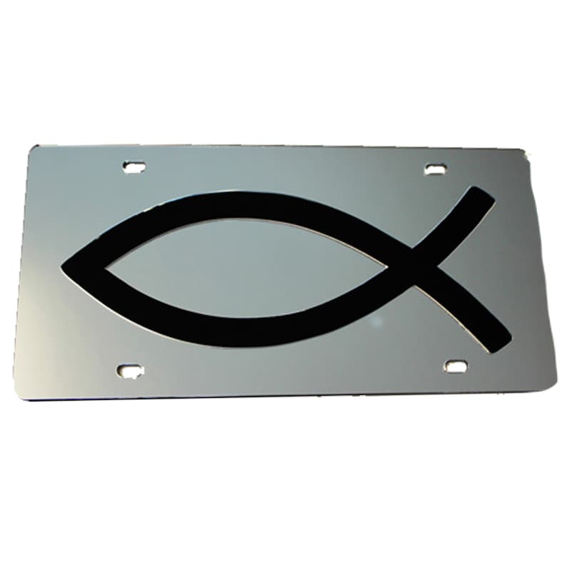 License Plate Christian Fish Mirrored Acrylic Car Tag - Etsy