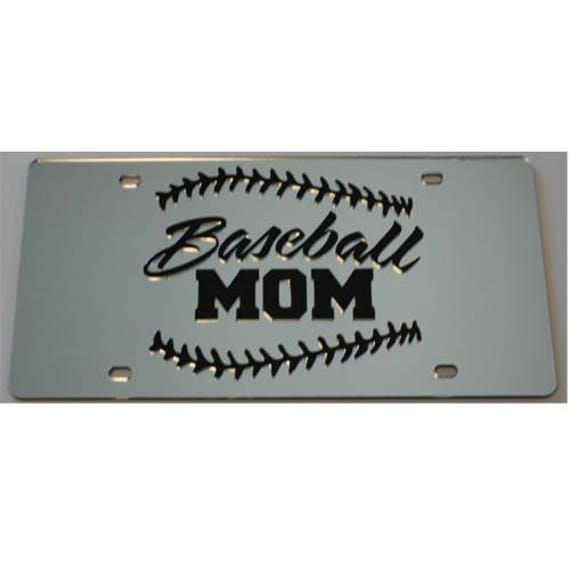 License Plate Baseball Mom Lace Mirrored Acrylic Car Tag | Etsy