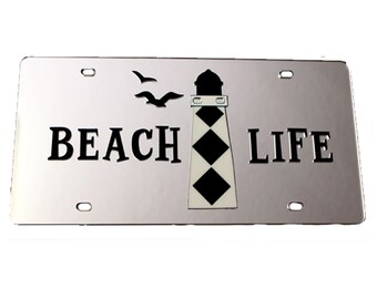 Beach Life Lighthouse License Plate Frame - Etsy
