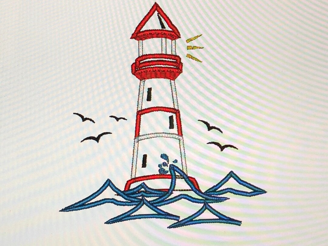 Lighthouse Digital Applique - Etsy