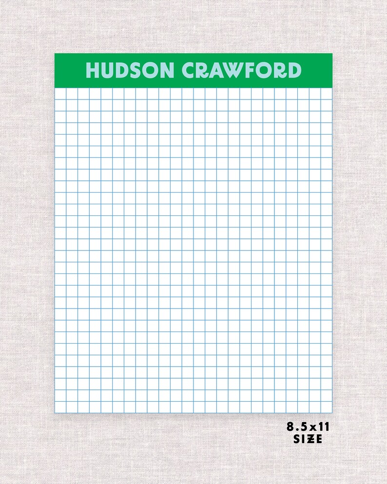 GRAPH PAPER Kids Customized Notepad // "back to School" Collection - Etsy