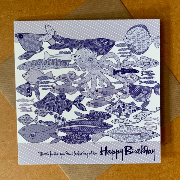 Fish Birthday Card - Etsy