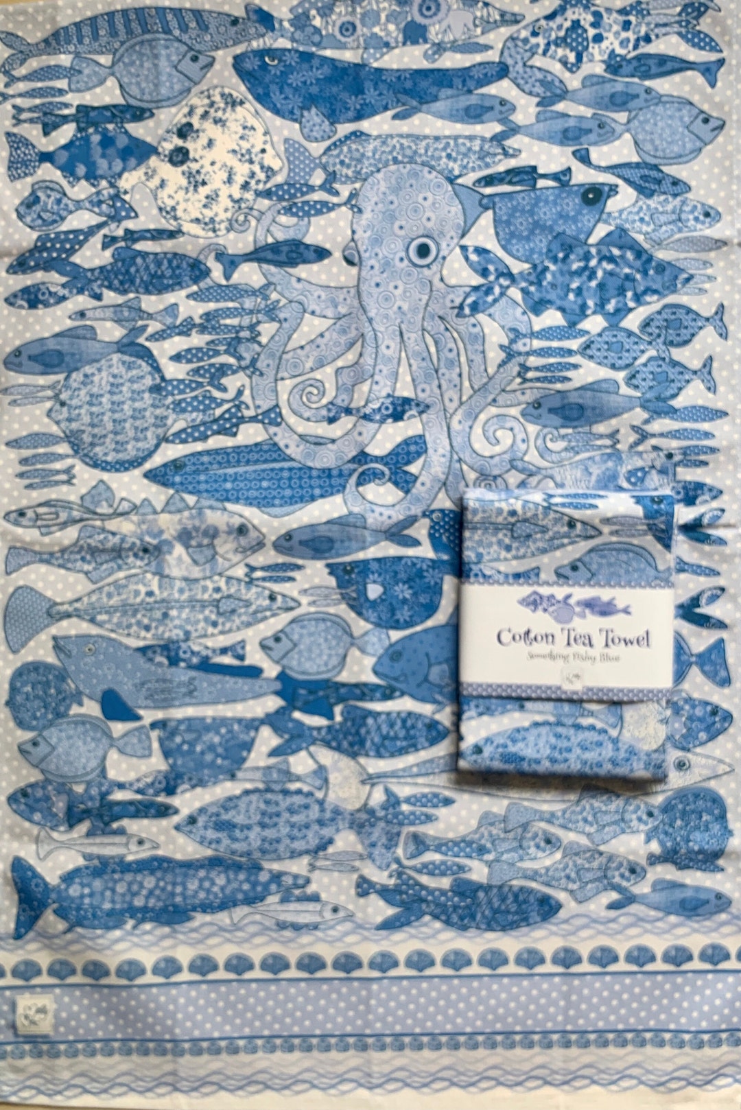 Tea Towel Fish Kitchen Towel Blue and White Pattern for a Coastal Home ...