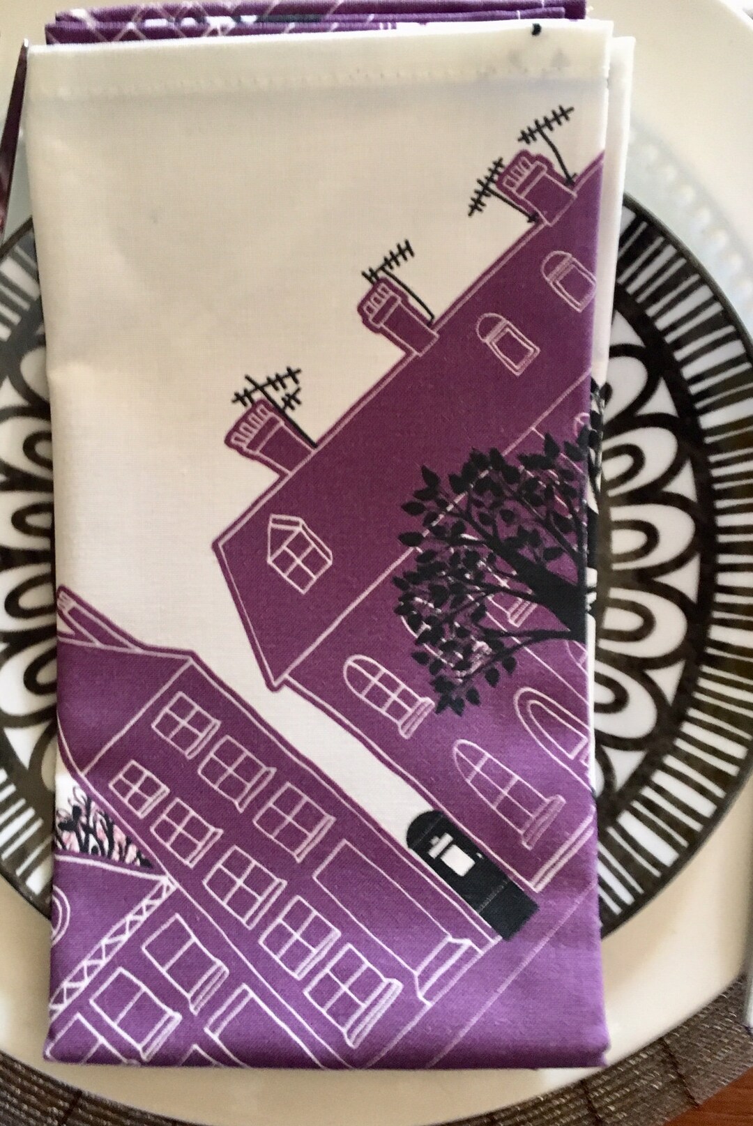 Purple Napkins in a Set of 2. Printed Cotton With Street Design. - Etsy