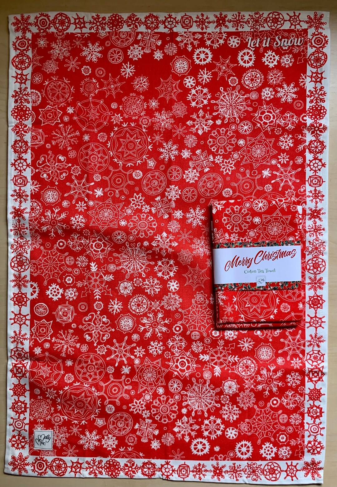 Snowflake Christmas Tea Towel, Holiday Kitchen Towel, Printed Dish ...