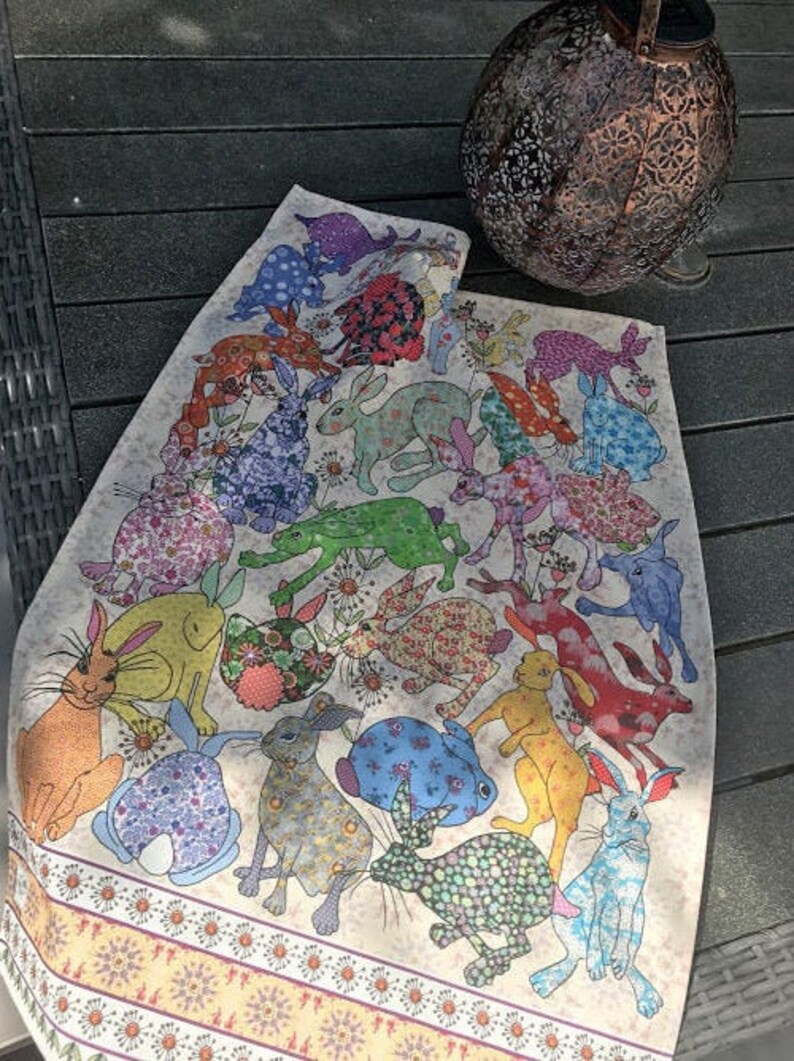 Hare Kitchen Towel Pretty Printed Cotton Tea Towel by | Etsy