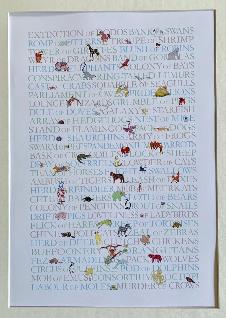 WALL ART PRINT Colorful Digital Print Collective Animal | Etsy