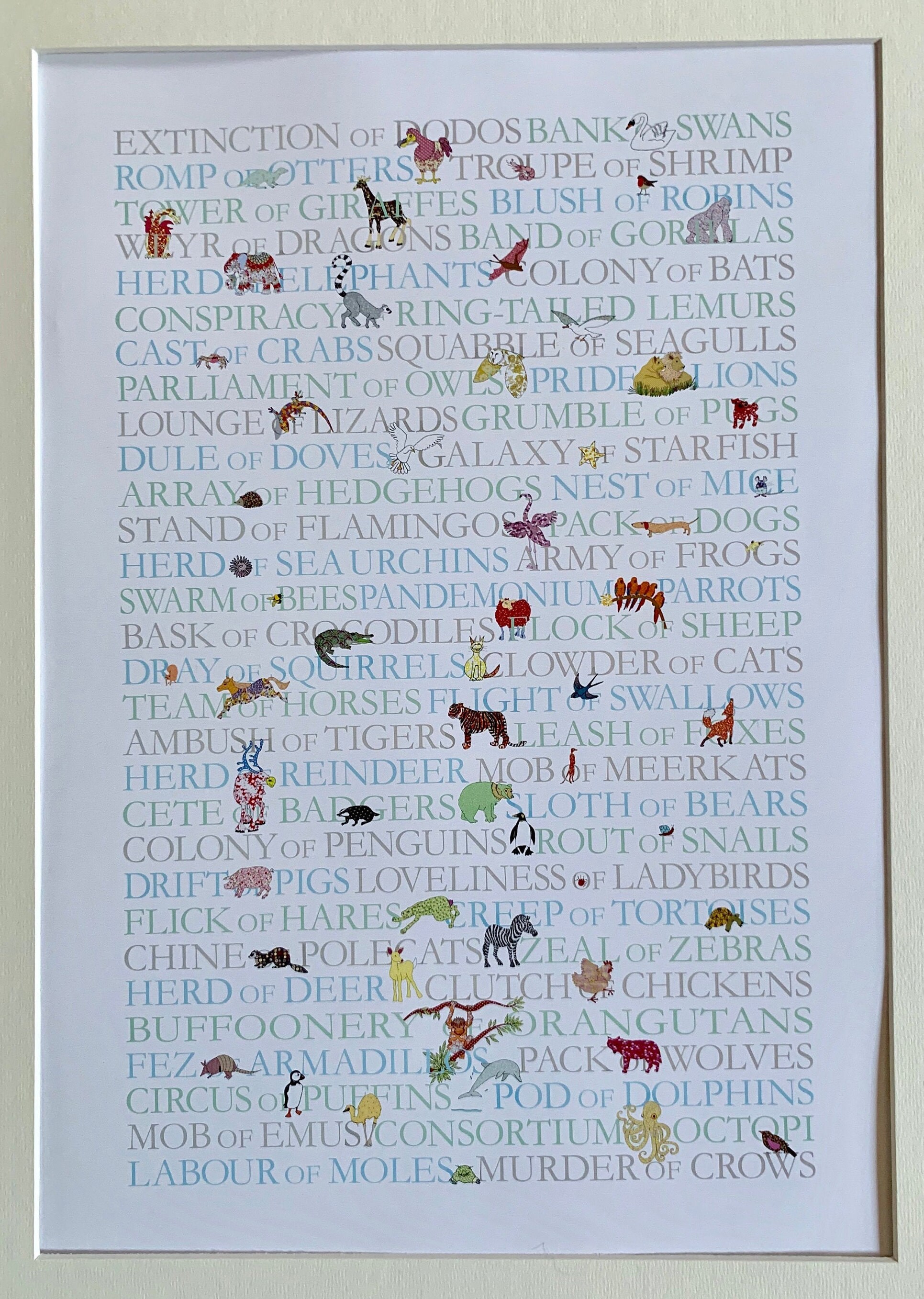 WALL ART PRINT Colorful Digital Print Collective Animal | Etsy