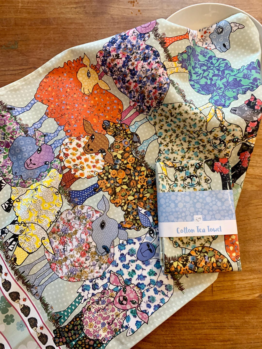 Hand-drawn Sheep Tea Towel: Whimsical Kitchen Decor - Etsy