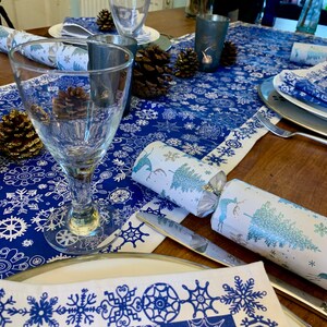 Winter Tablerunner With Blue and White Snow Design to Brighten up Your ...
