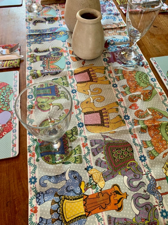 Indian Elephant Table Runner Colorful Bohemian Wedding | Etsy UK