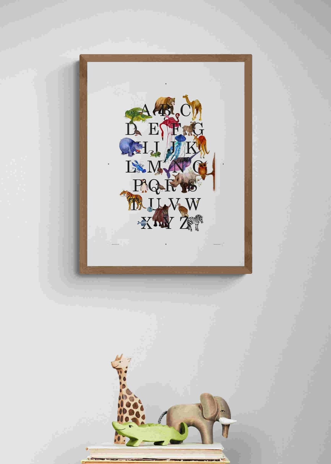Hand Drawn Animal Alphabet Wall Art - Vibrant Maximalist Home Decor - Etsy