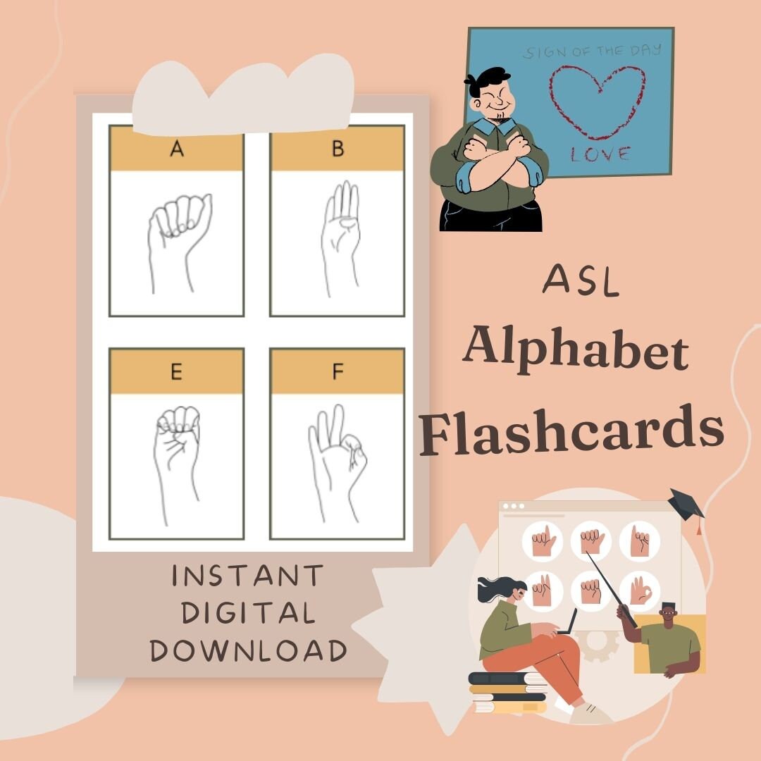 ASL Alphabet Flashcards, American Sign Language Flashcards, Sign ...
