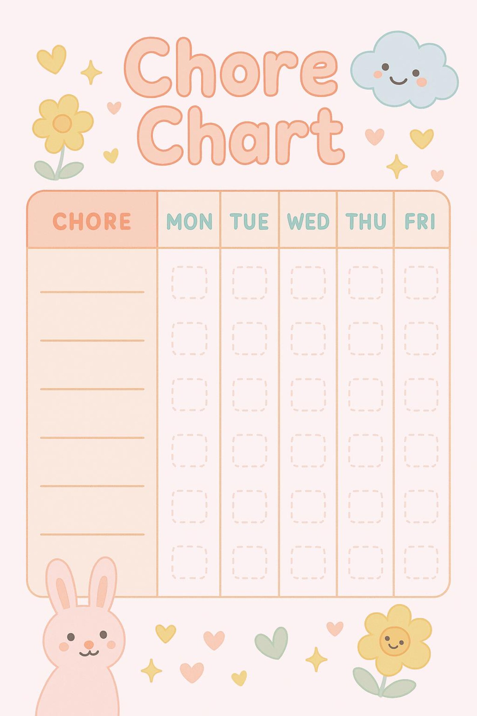 Kids Chore Chart- Girls - Etsy