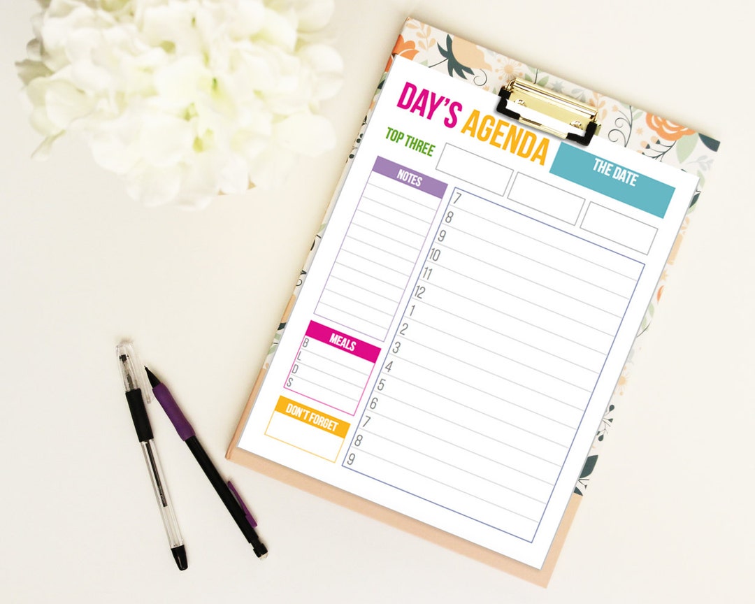 Daily Agenda Daily Planner- Editable PDF- Digital Download - Etsy