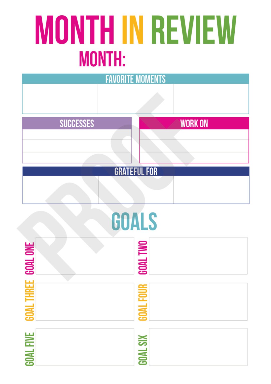Month in Review and Goals on One Page - Planner Pages - Pick Your Pages ...