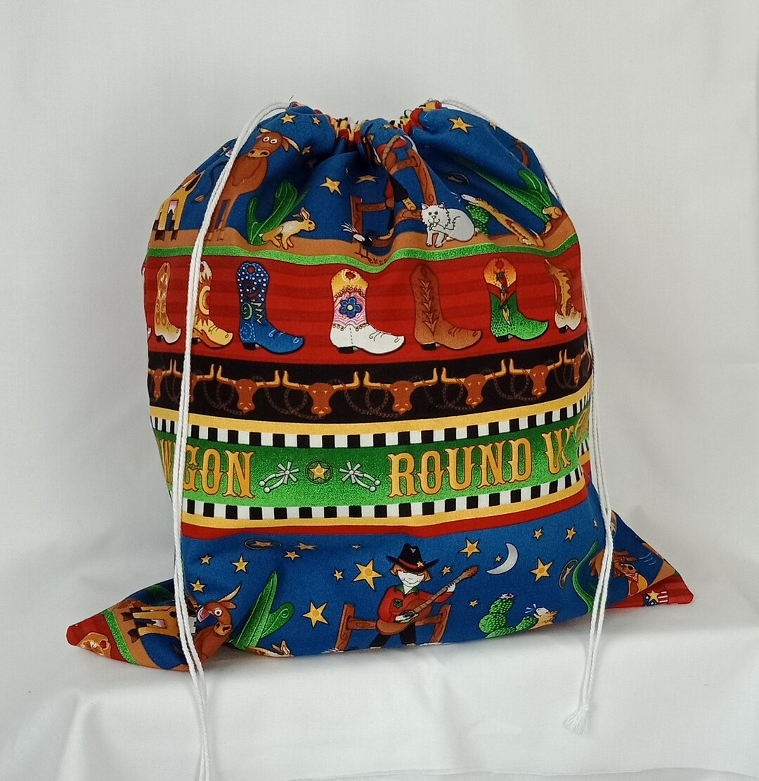 Drawstring Bag - Cowboys - Cowboy Round-up - Lined Drawstring Bag ...